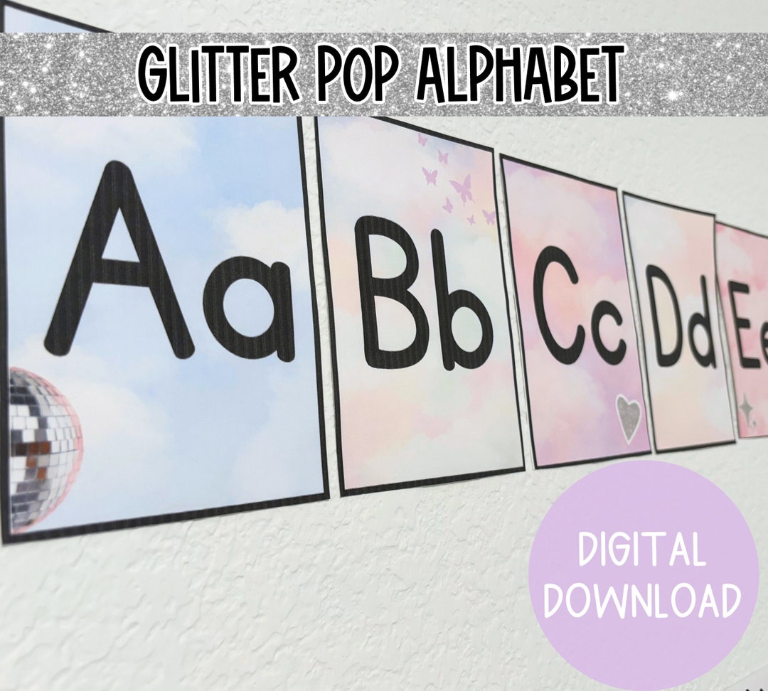 Glitter Pop Alphabet Chart | DIGITAL DOWNLOAD | Pastel Cloud Theme ...