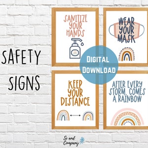 Boho Rainbow Classroom Theme BUNDLE Classroom Safety Signs Social ...