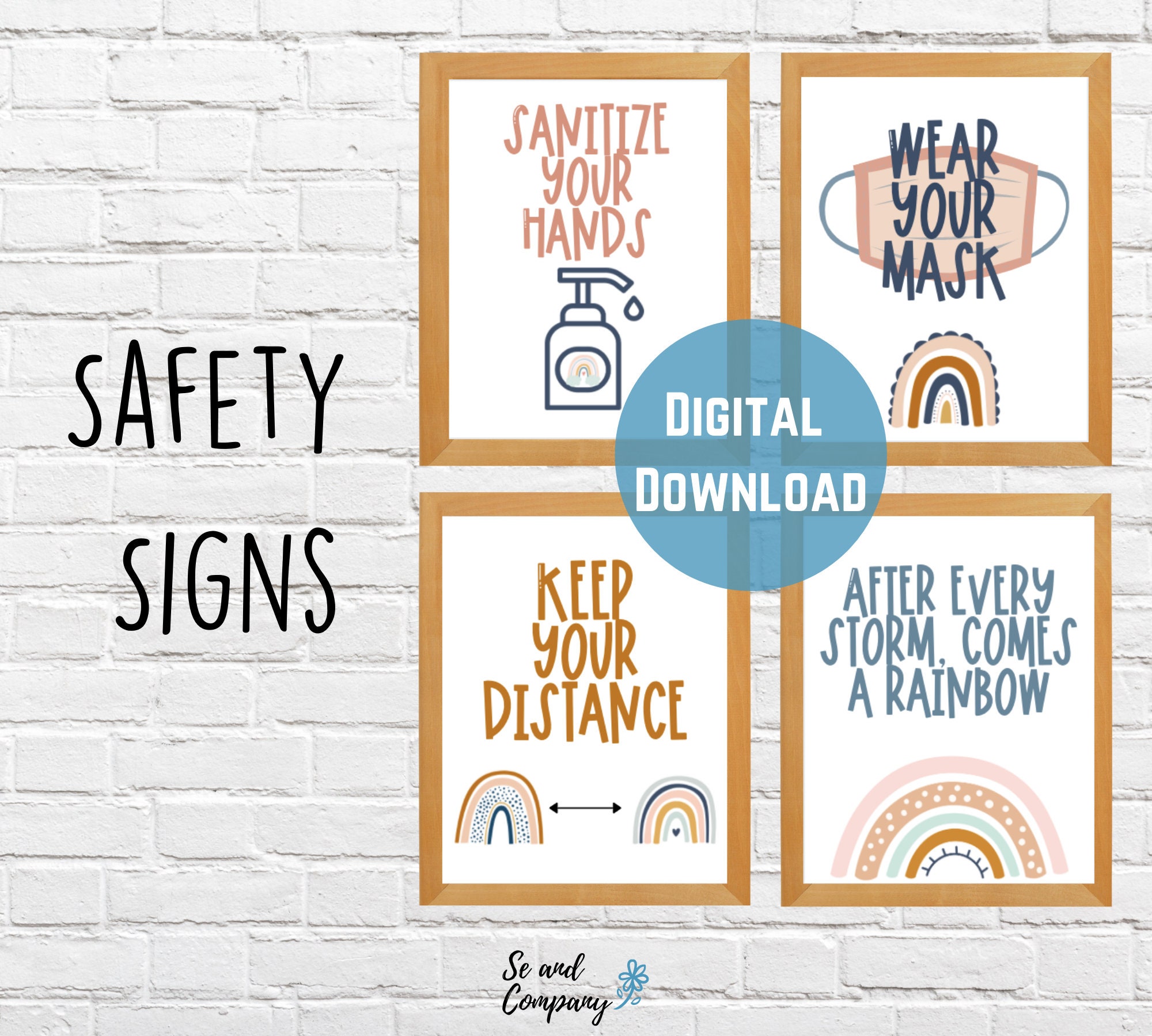 Boho Rainbow Classroom Theme BUNDLE Classroom Safety Signs | Etsy