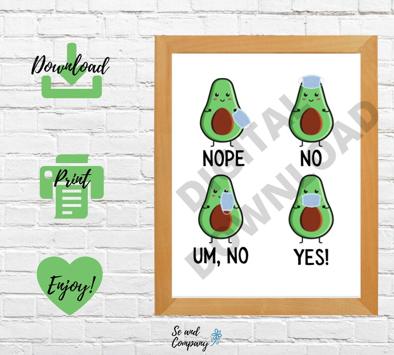 Cute Avocado Theme Teacher COVID Classroom Poster Set of 4 - Etsy