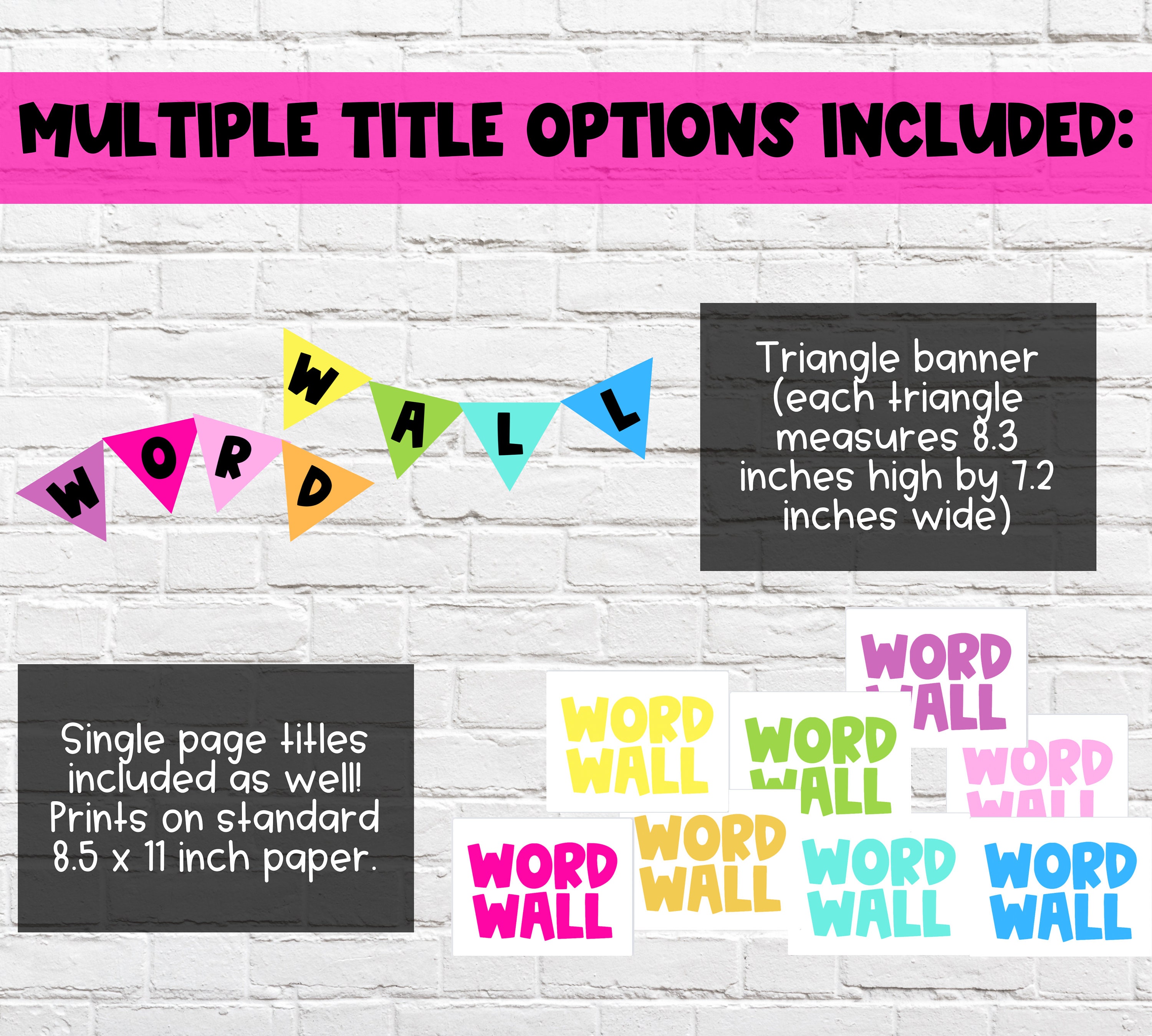 Classroom Brights Word Wall DIGITAL DOWNLOAD Bright Color - Etsy