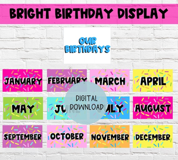 Bright Classroom Birthday Display DIGITAL DOWNLOAD Our - Etsy