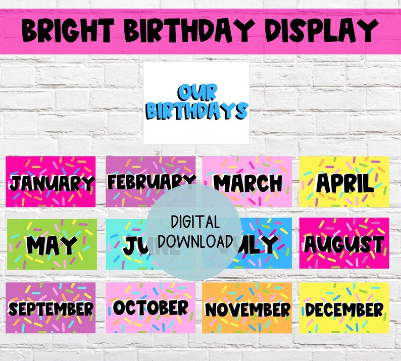 Bright Classroom Birthday Display DIGITAL DOWNLOAD Our - Etsy
