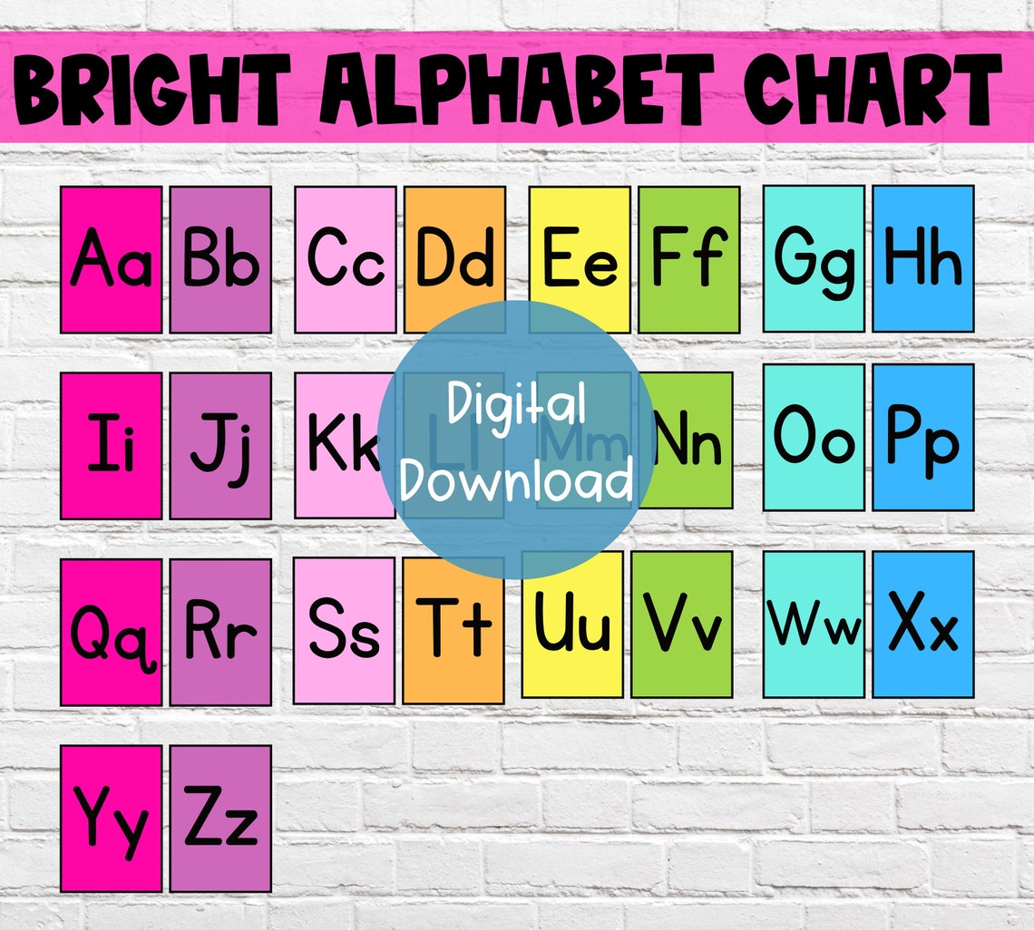 Classroom Brights Alphabet Chart DIGITAL DOWNLOAD Simple - Etsy