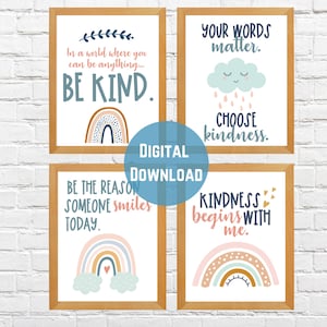 Boho Rainbow Theme Kindness Signs Set of 4 | Kindness Matter Signs ...