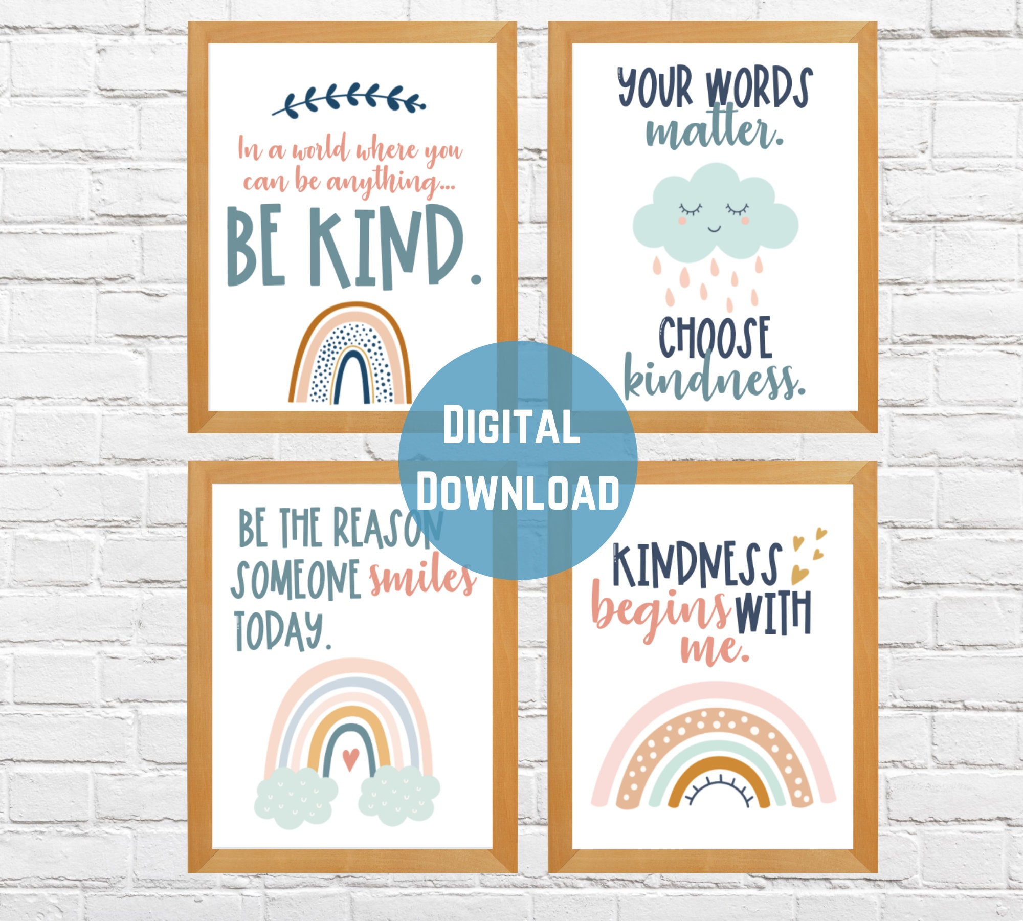 Boho Rainbow Theme Kindness Signs Set of 4 Kindness Matter | Etsy Canada