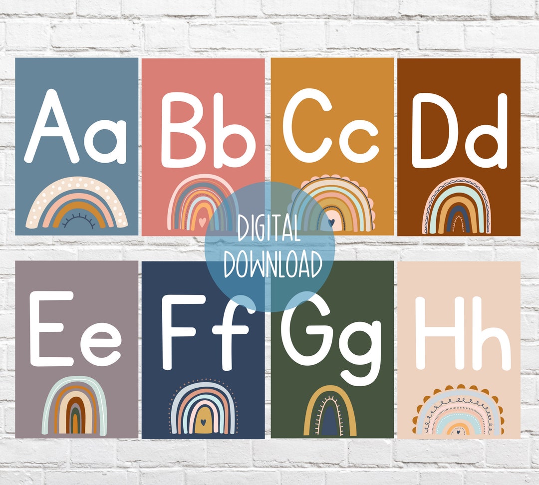 Boho Rainbow Alphabet Chart| DIGITAL DOWNLOAD | Modern Rainbow ABC ...