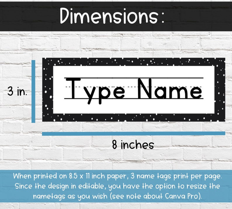 Black and White Spotty Name Tags | Editable on Canva | Dotted Student ...