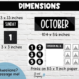Black and White Spotty Classroom Calendar | DIGITAL DOWNLOAD ...