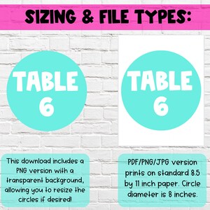 Bright Table Signs | Bright Color Printable Table Numbers | DIGITAL ...