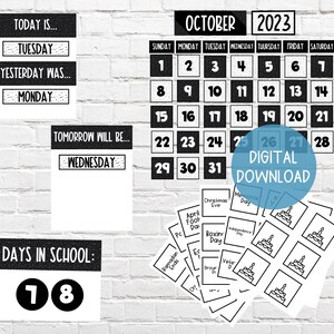 Black and White Spotty Classroom Calendar | DIGITAL DOWNLOAD ...