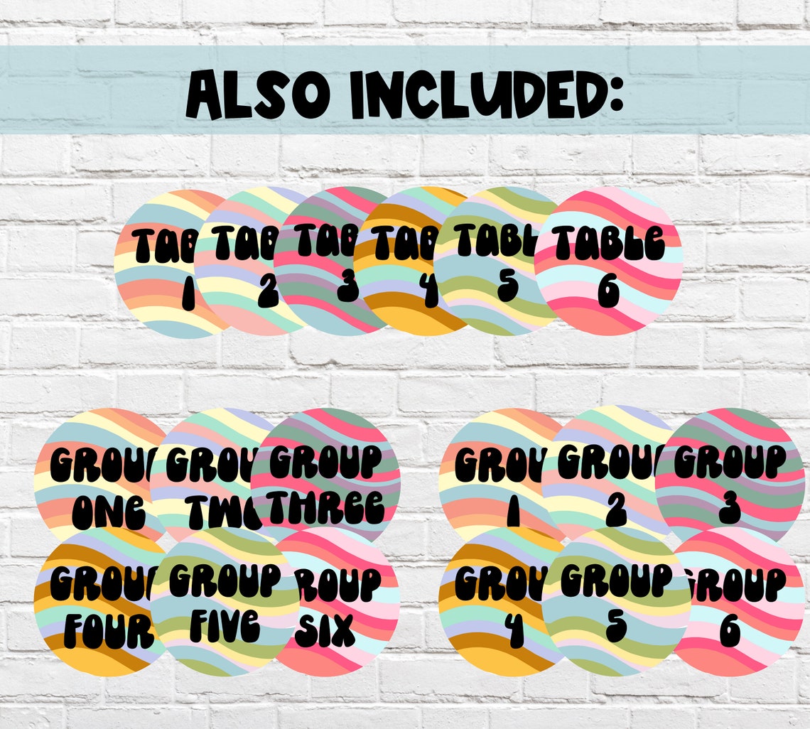 Retro Groovy Table Signs Boho Retro Printable Table Numbers - Etsy