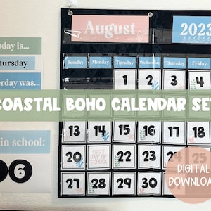 Coastal Boho Classroom Calendar DIGITAL DOWNLOAD Printable Classroom ...