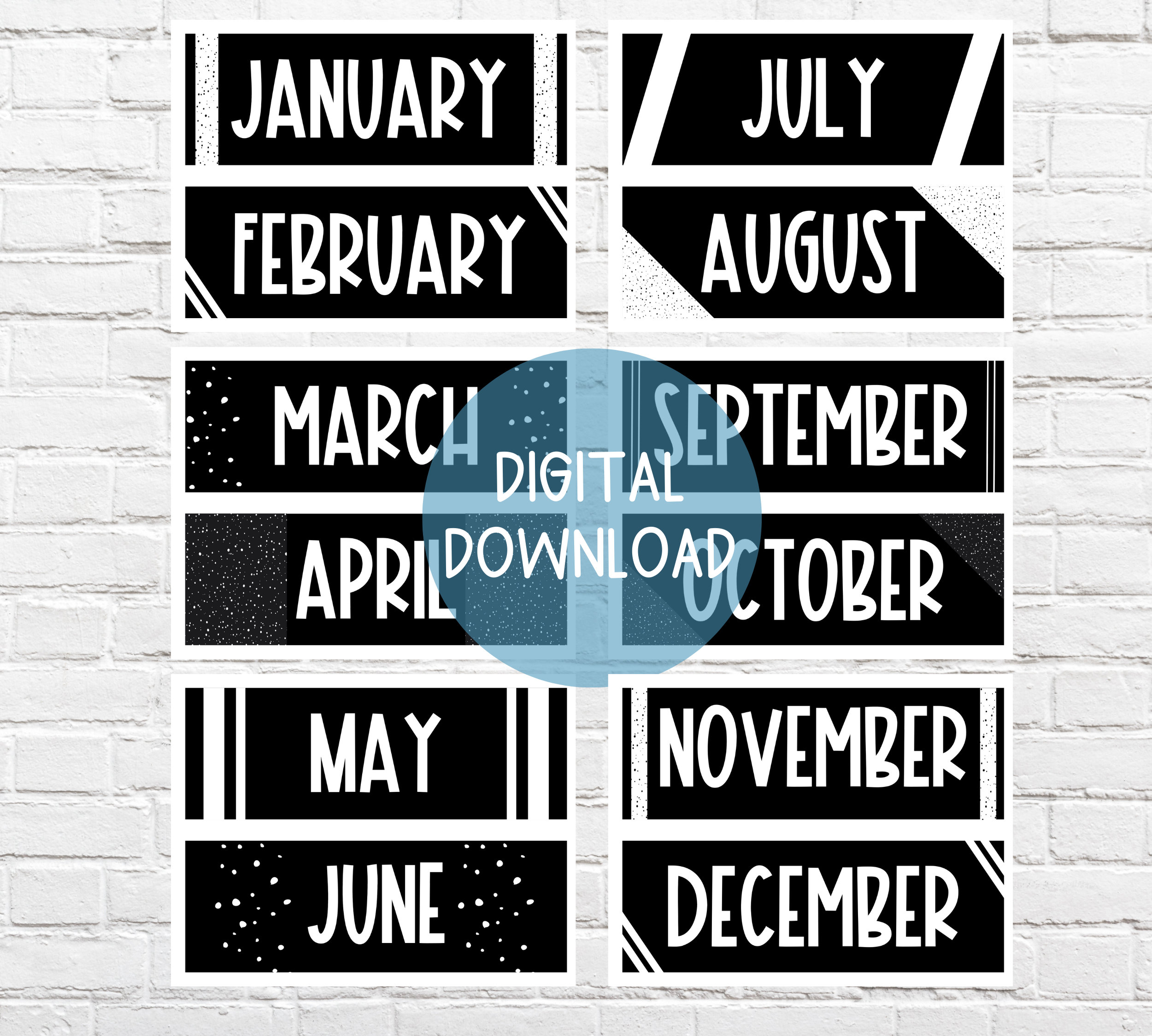 Black and White Spotty Classroom Calendar | DIGITAL DOWNLOAD ...