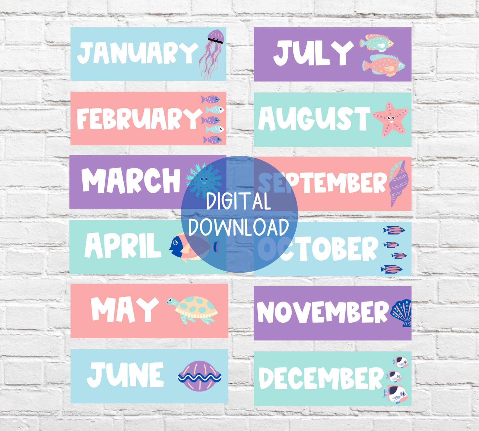 Ocean Theme Classroom Calendar DIGITAL DOWNLOAD Printable - Etsy