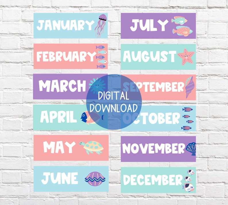 Ocean Theme Classroom Calendar DIGITAL DOWNLOAD Printable - Etsy