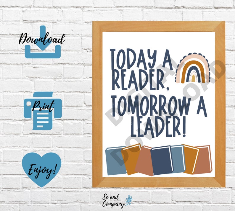 Boho Rainbow Library Signs Classroom Library Quotes Today | Etsy