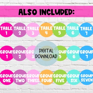 Bright Table Signs | Bright Color Printable Table Numbers | DIGITAL ...