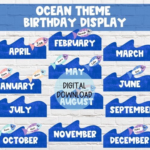 Classroom Birthday Display Printable Ocean Classroom Decor - Etsy