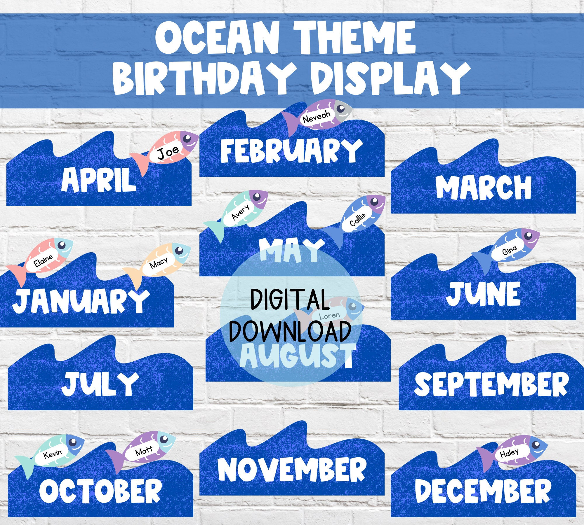 Ocean Theme Birthday Chart Poster 16x24 Ocean Birthday Chart Poster For ...