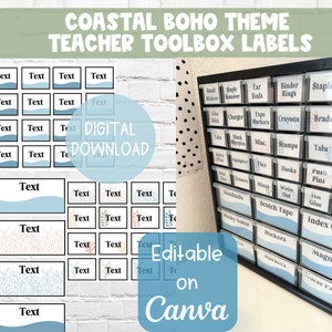 Coastal Boho Teacher Toolbox Editable on Canva Calm Ocean Vibes Teacher ...