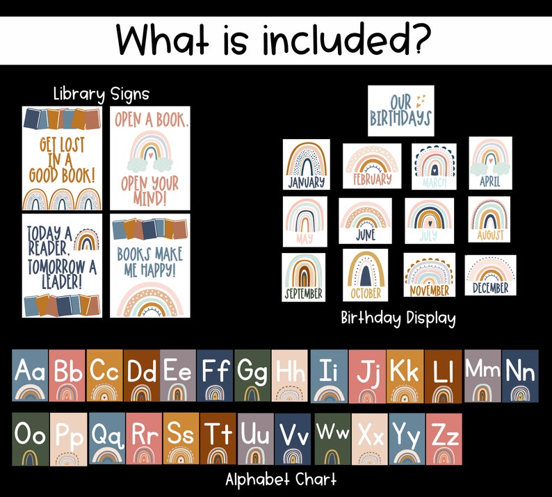 Boho Rainbow Classroom Decor MEGA BUNDLE 12 Item Bundle - Etsy