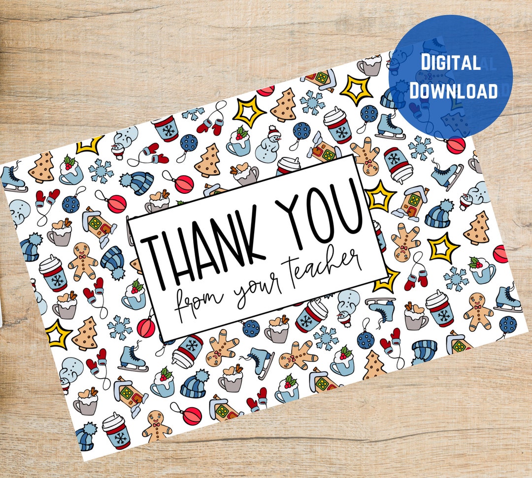 Holiday Printable Thank You Note From the Teacher | Teacher Thank You ...