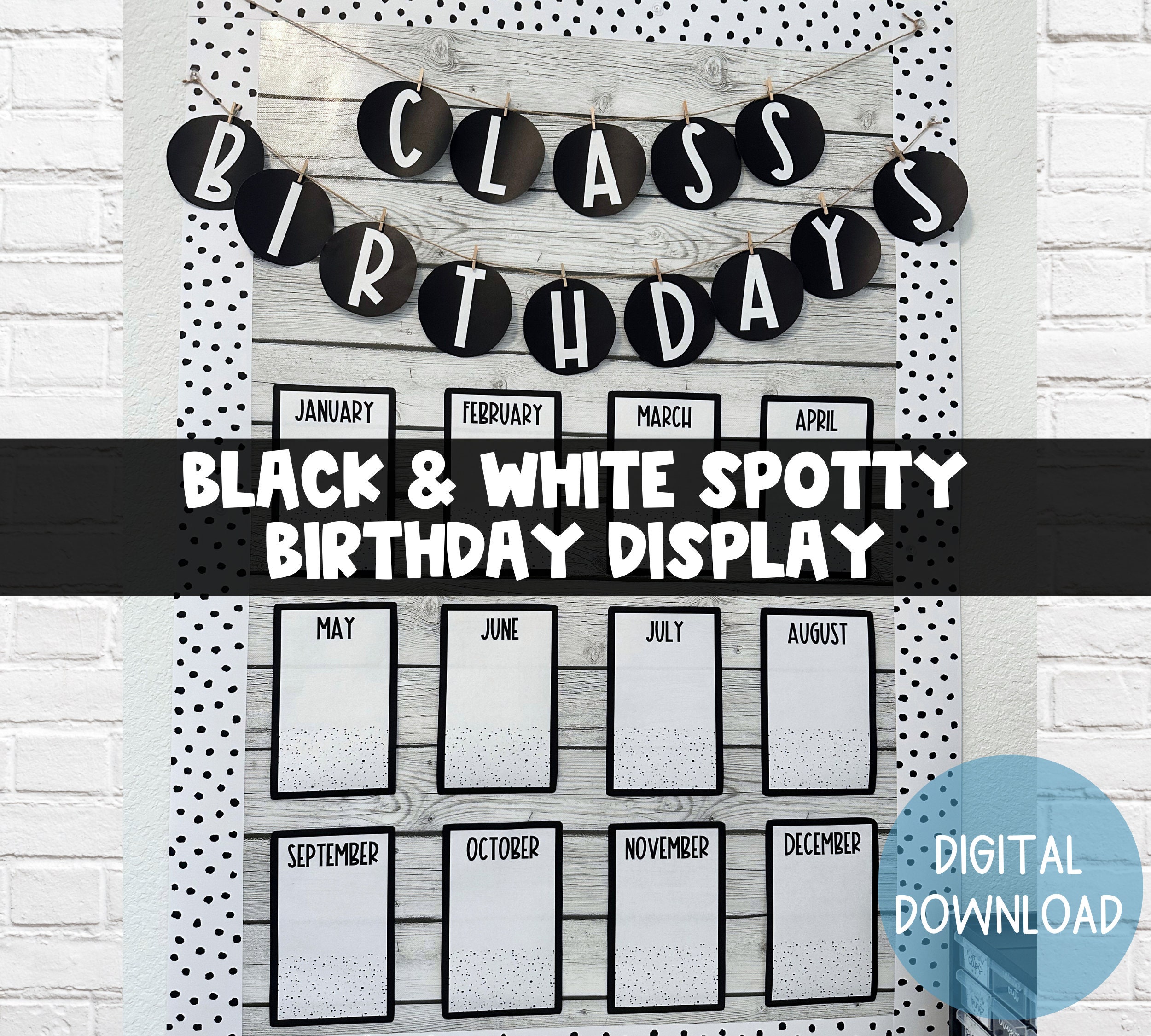 Black and White Spotty Birthday Display | Simple Printable Birthday ...
