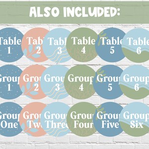 Coastal Boho Table Signs Ocean Classroom Printable Table Numbers ...