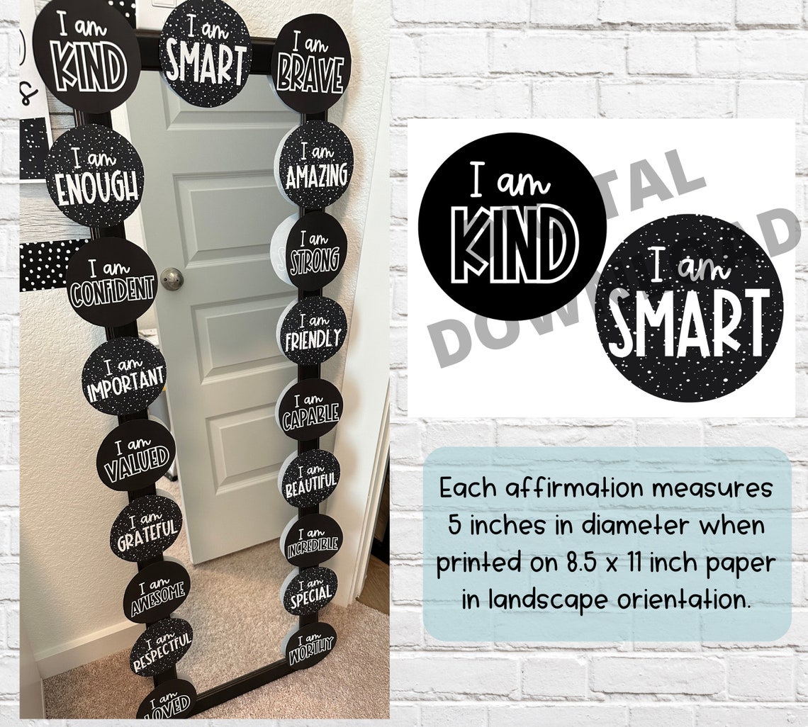 Black and White Spotty Positive Affirmations | Simple Affirmations ...