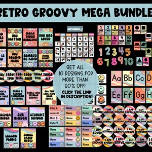 Retro Groovy Alphabet Chart | Boho Retro Alphabet Display | DIGITAL ...