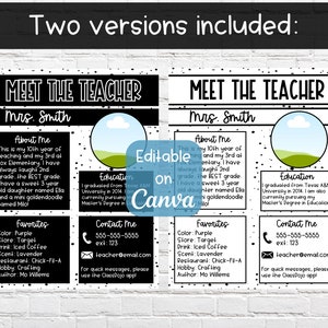 Meet the Teacher Template: Black and White Spotty | Editable on Canva ...