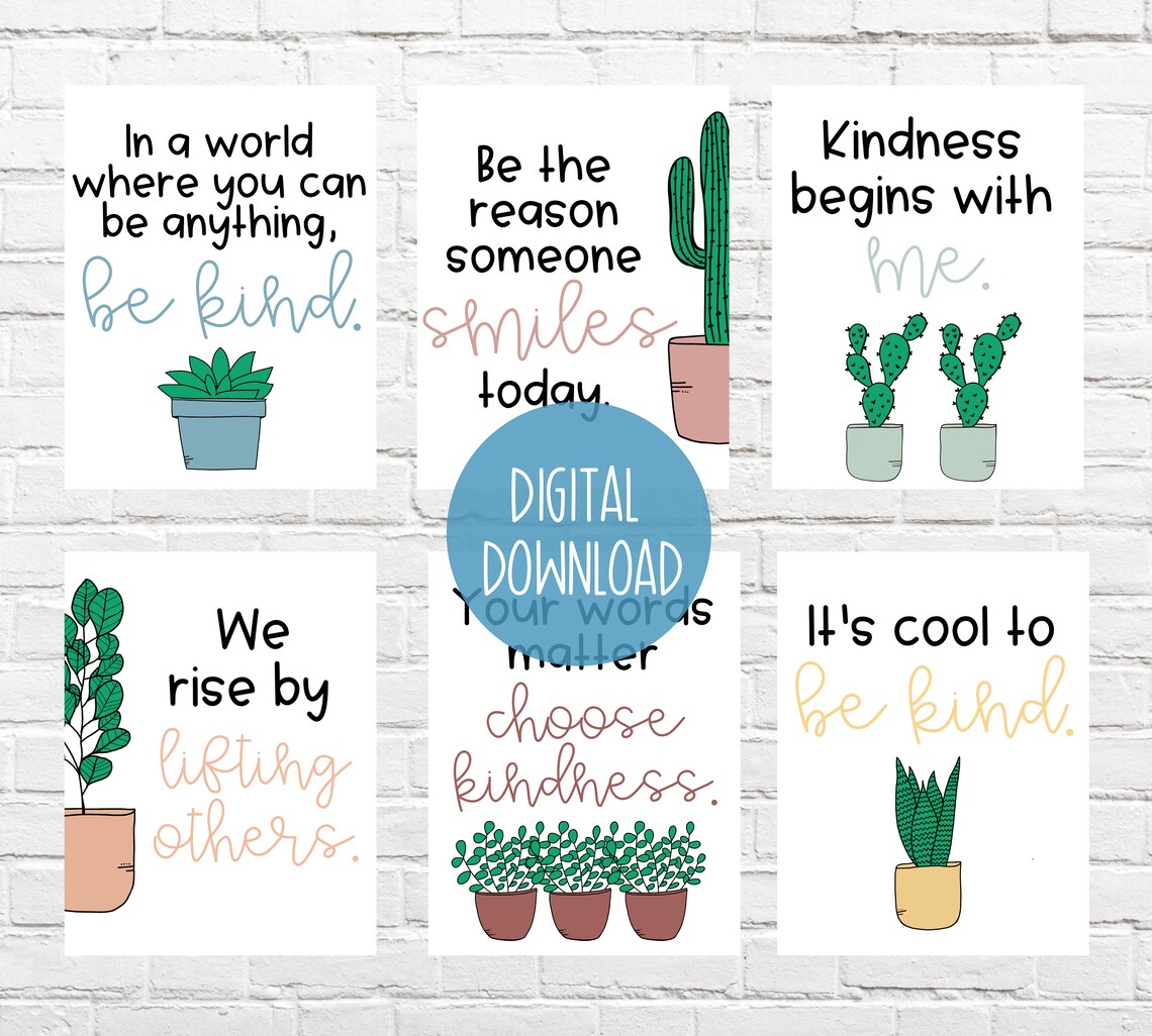Kindness Signs: Plant Themed Be Kind Kindness Matters | Etsy