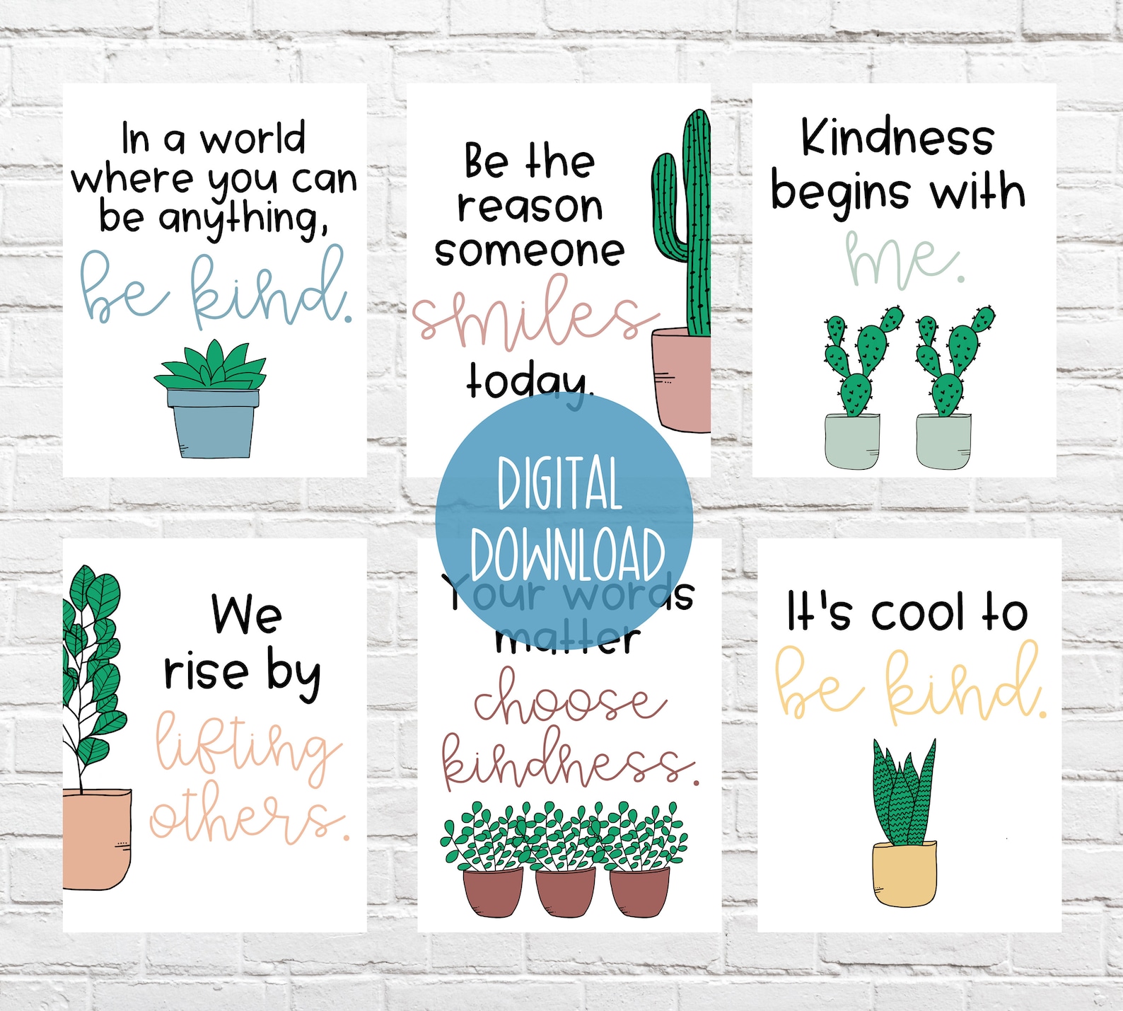 Kindness Signs: Plant Themed Be Kind Kindness Matters - Etsy
