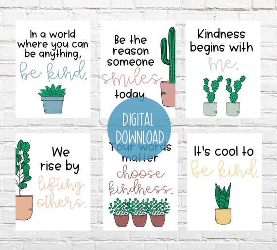 Kindness Signs: Plant Themed Be Kind Kindness Matters - Etsy