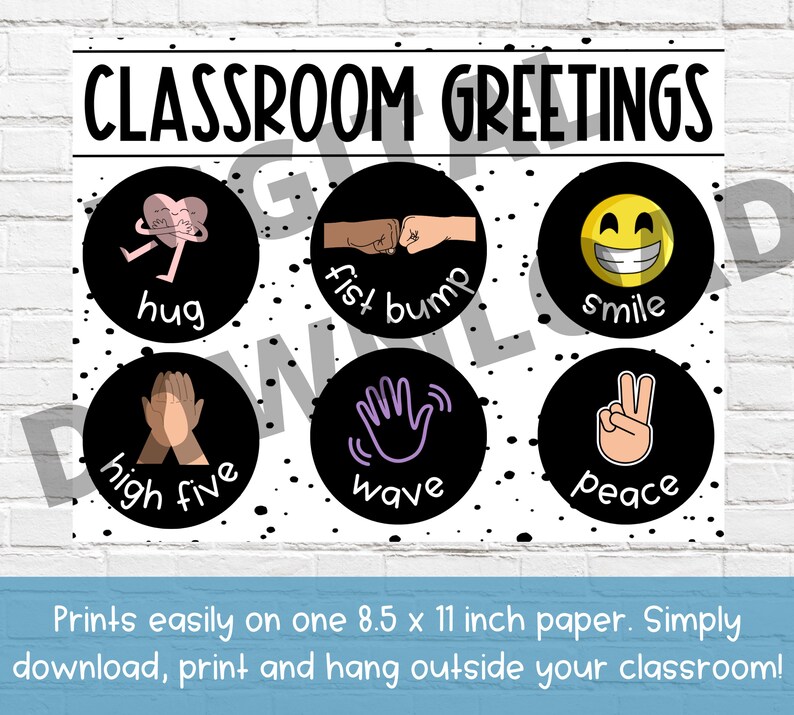 Black and White Spotty Classroom Greetings | DIGITAL DOWNLOAD ...