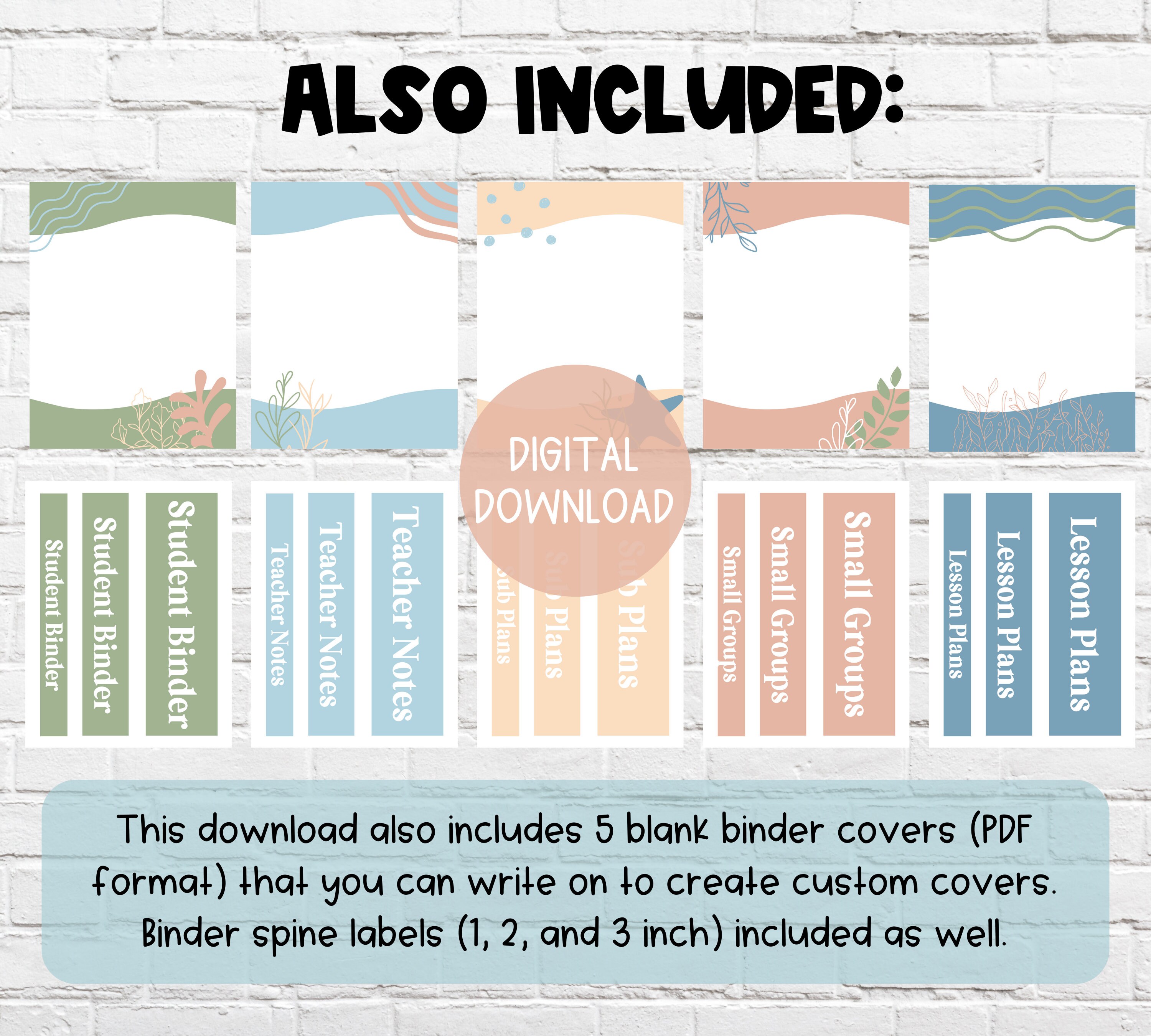 Coastal Boho Binder Covers | Calming Sea Theme Printable Binder Covers ...
