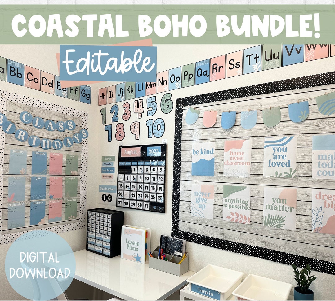 Coastal Boho Theme BUNDLE! | Editable | DIGITAL DOWNLOAD | Printable ...