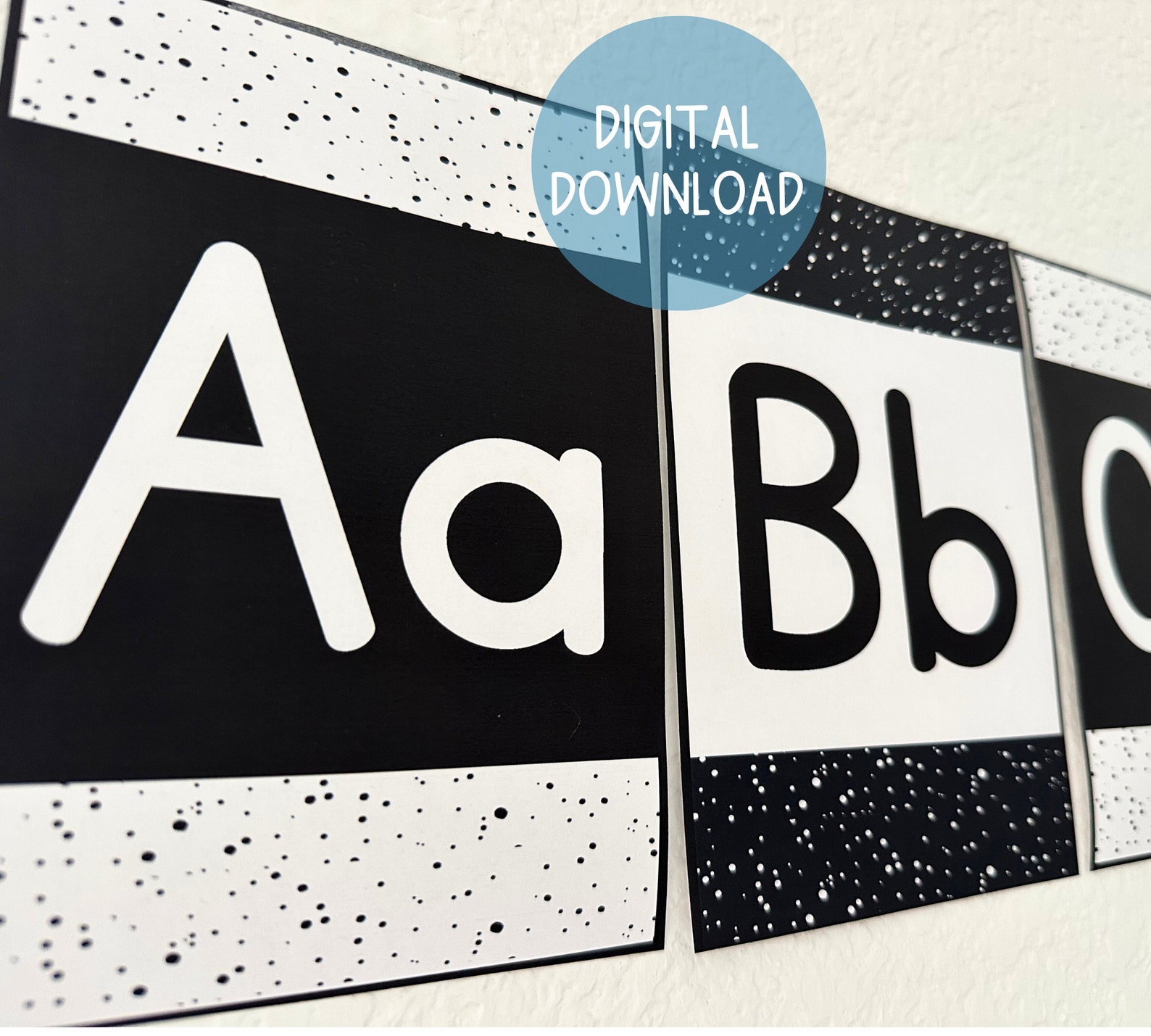 Black and White Spotty Alphabet Chart | DIGITAL DOWNLOAD | Spotty Theme ...