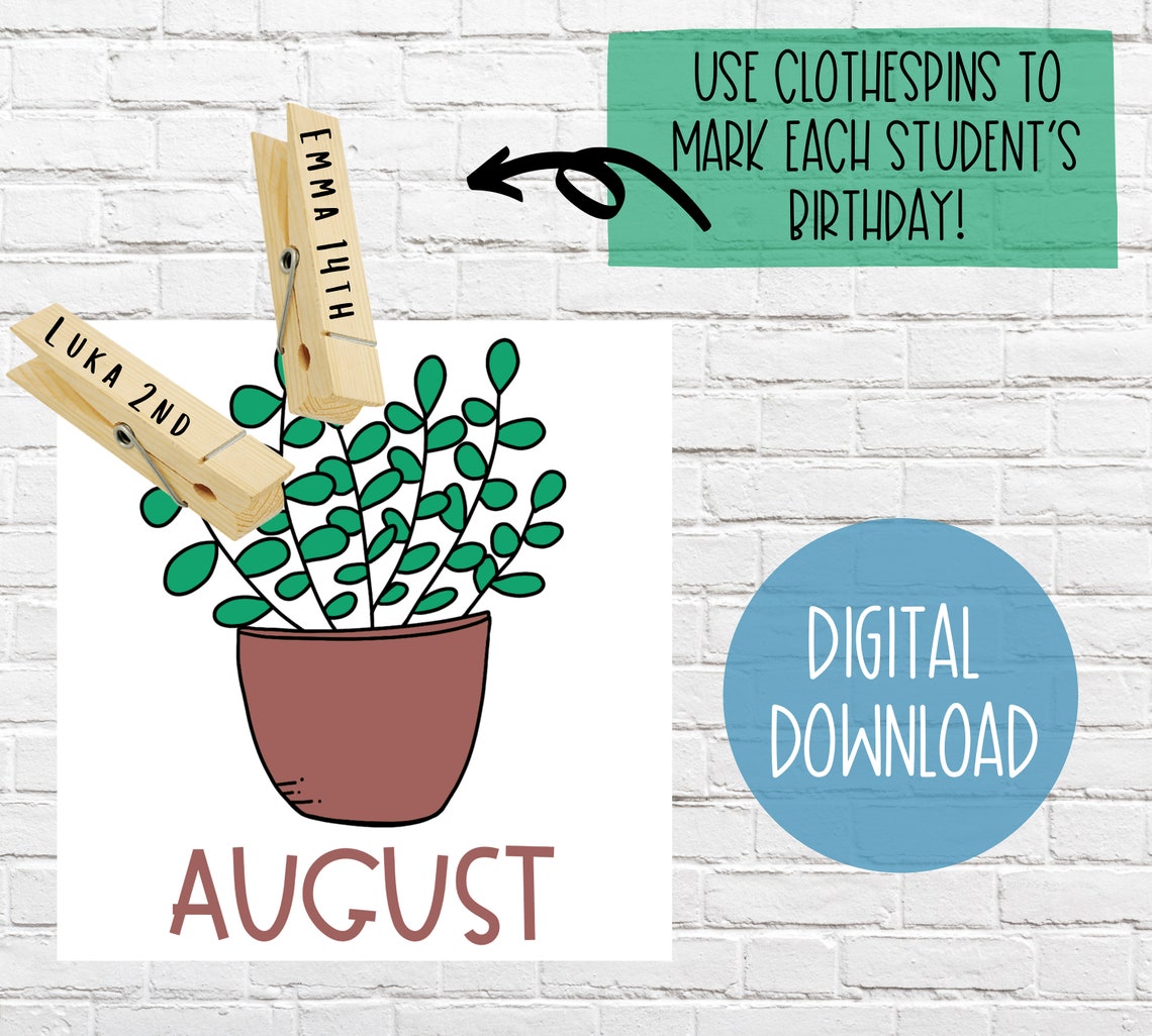 Plant Theme Birthday Display Classroom Monthly Birthday | Etsy