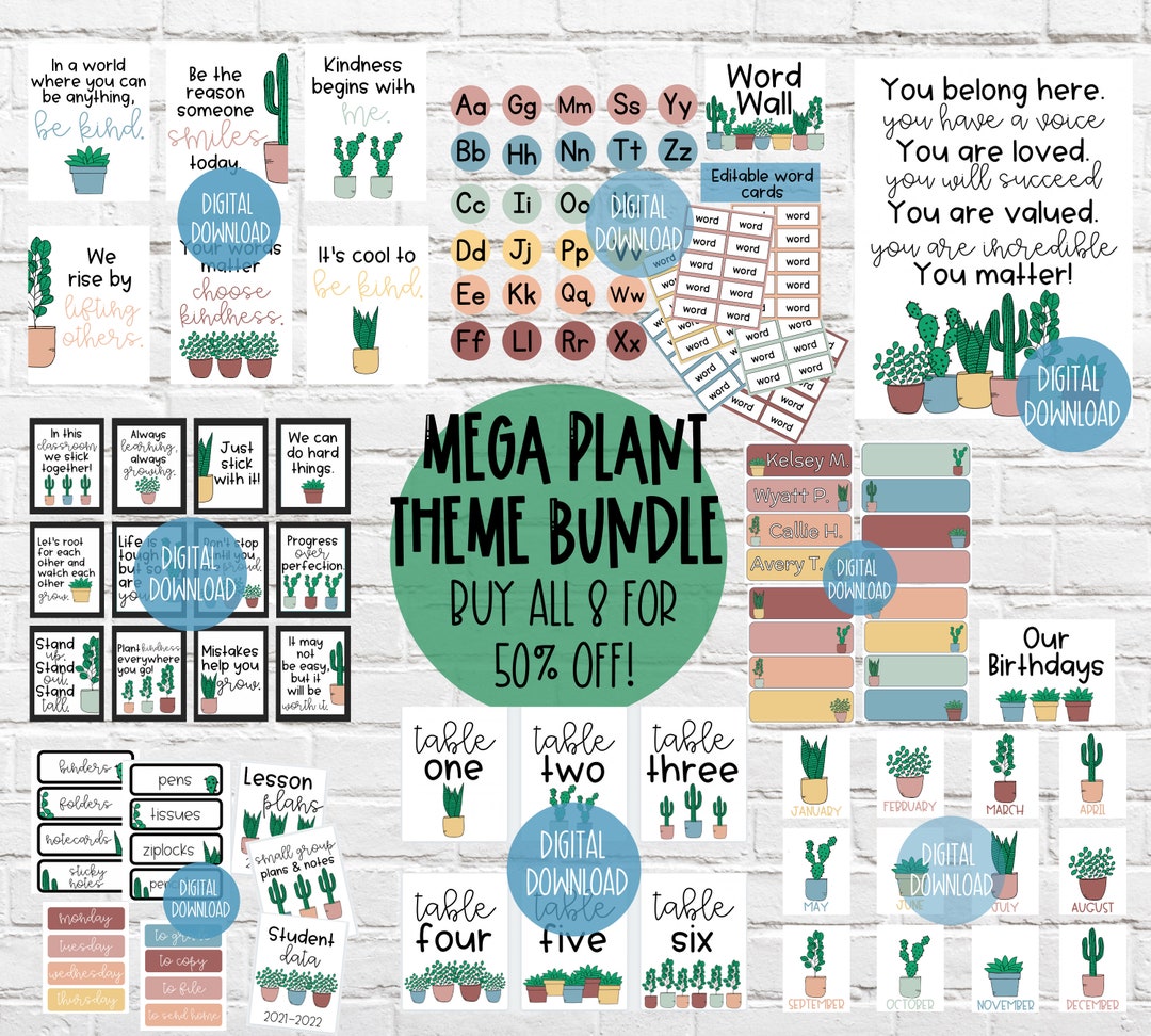 Plant Theme MEGA BUNDLE | Digital Download | Botanical Nature Cactus ...