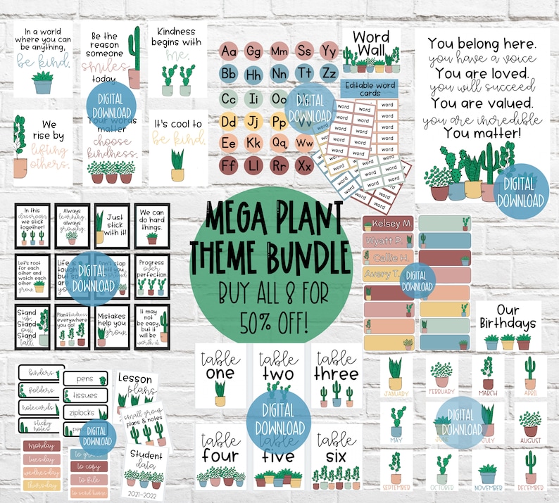 Plant Theme MEGA BUNDLE Digital Download Botanical Nature - Etsy