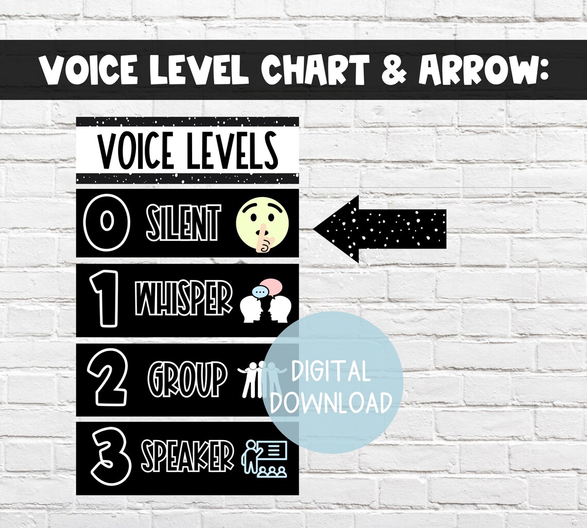 Black and White Spotty Voice Levels & Hand Signals | DIGITAL DOWNLOAD ...
