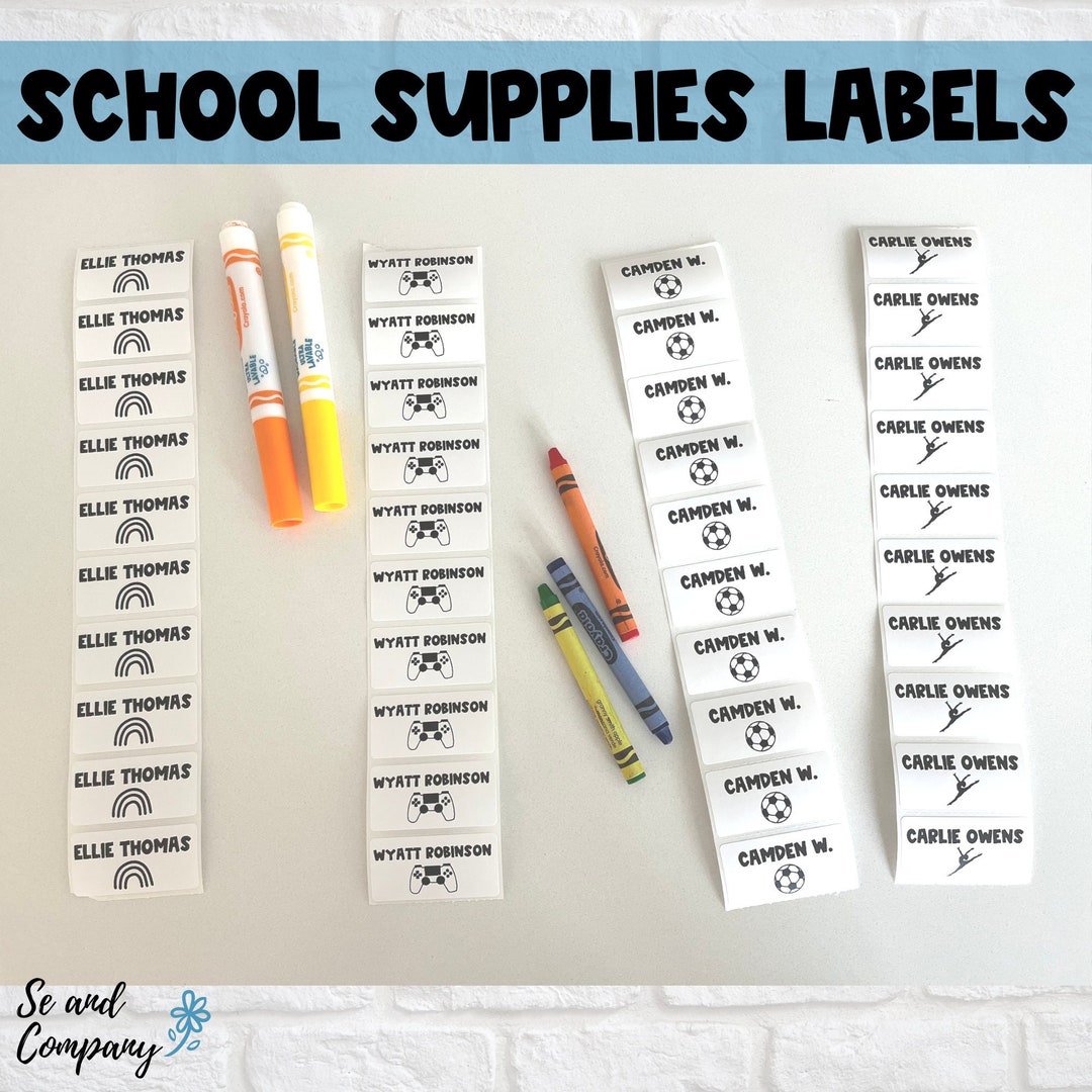Personalized Student Name School Supply Book Labels | Elementary ...