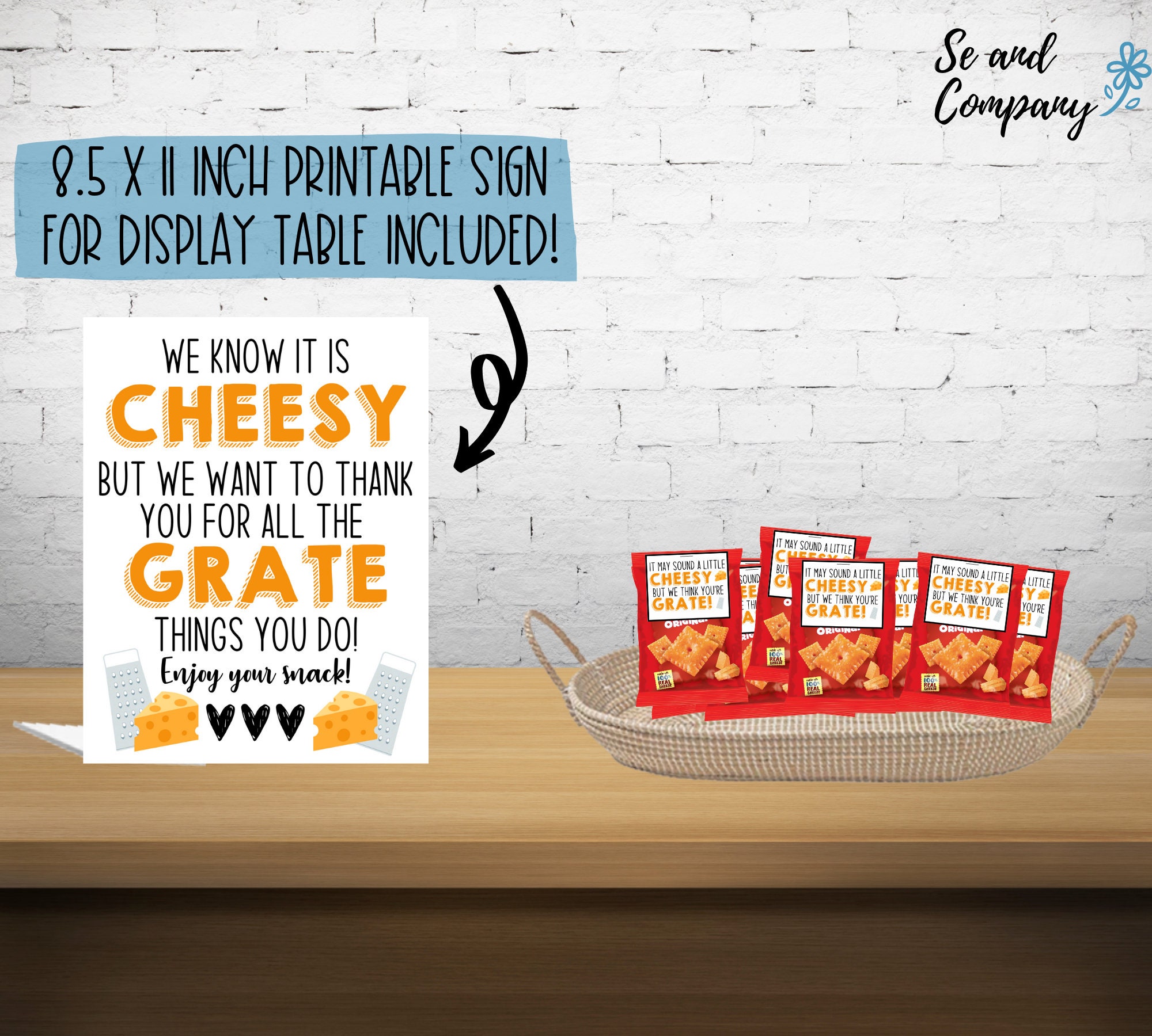 Cheese Snack Thank You Tag PRINTABLE Teacher Appreciation | Etsy