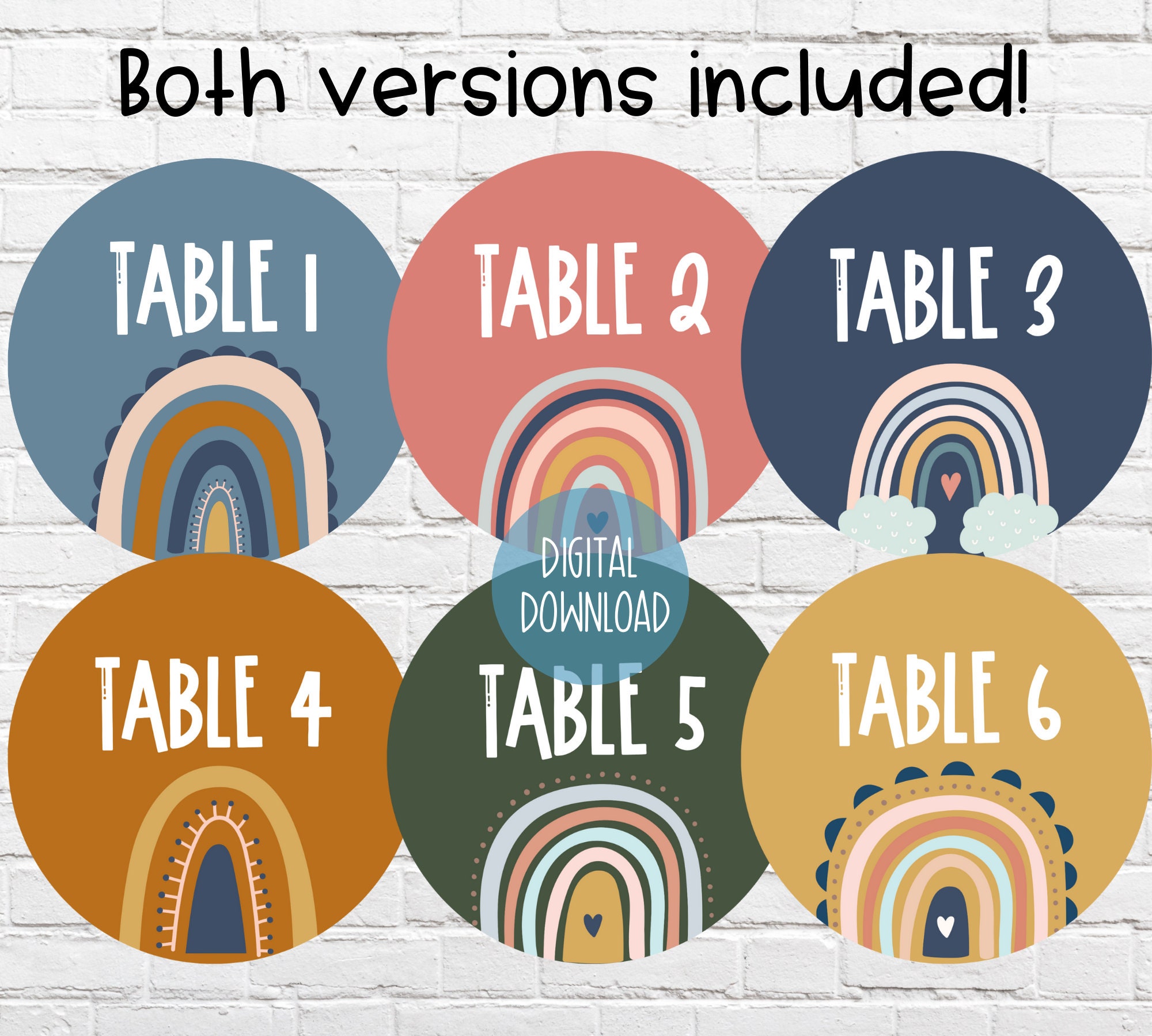 Boho Rainbow Table Signs DIGITAL DOWNLOAD Modern Rainbow - Etsy