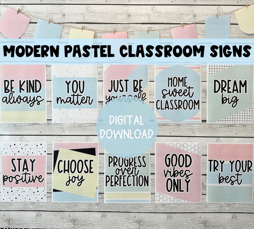 Modern Pastel Classroom Signs | DIGITAL DOWNLOAD | Pastel Theme ...