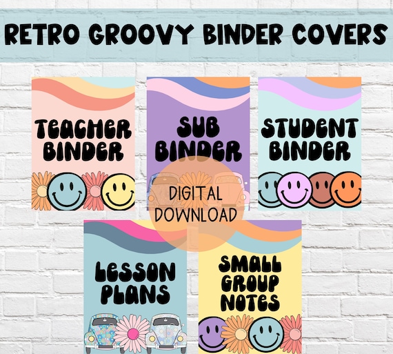Retro Groovy Binder Covers Boho Retro Printable Binder - Etsy