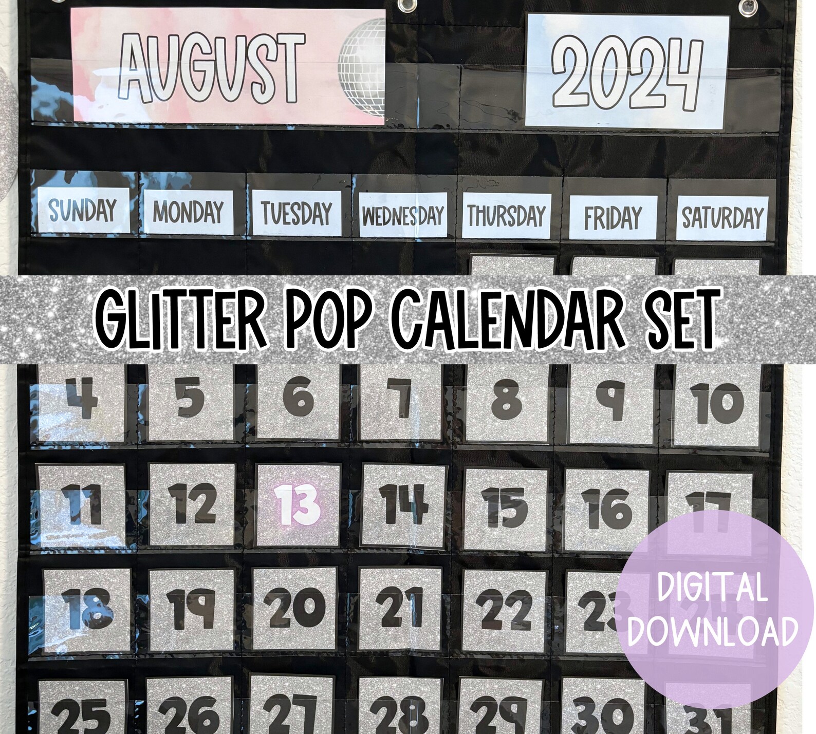 Glitter Pop Classroom Calendar | DIGITAL DOWNLOAD | Printable Classroom ...