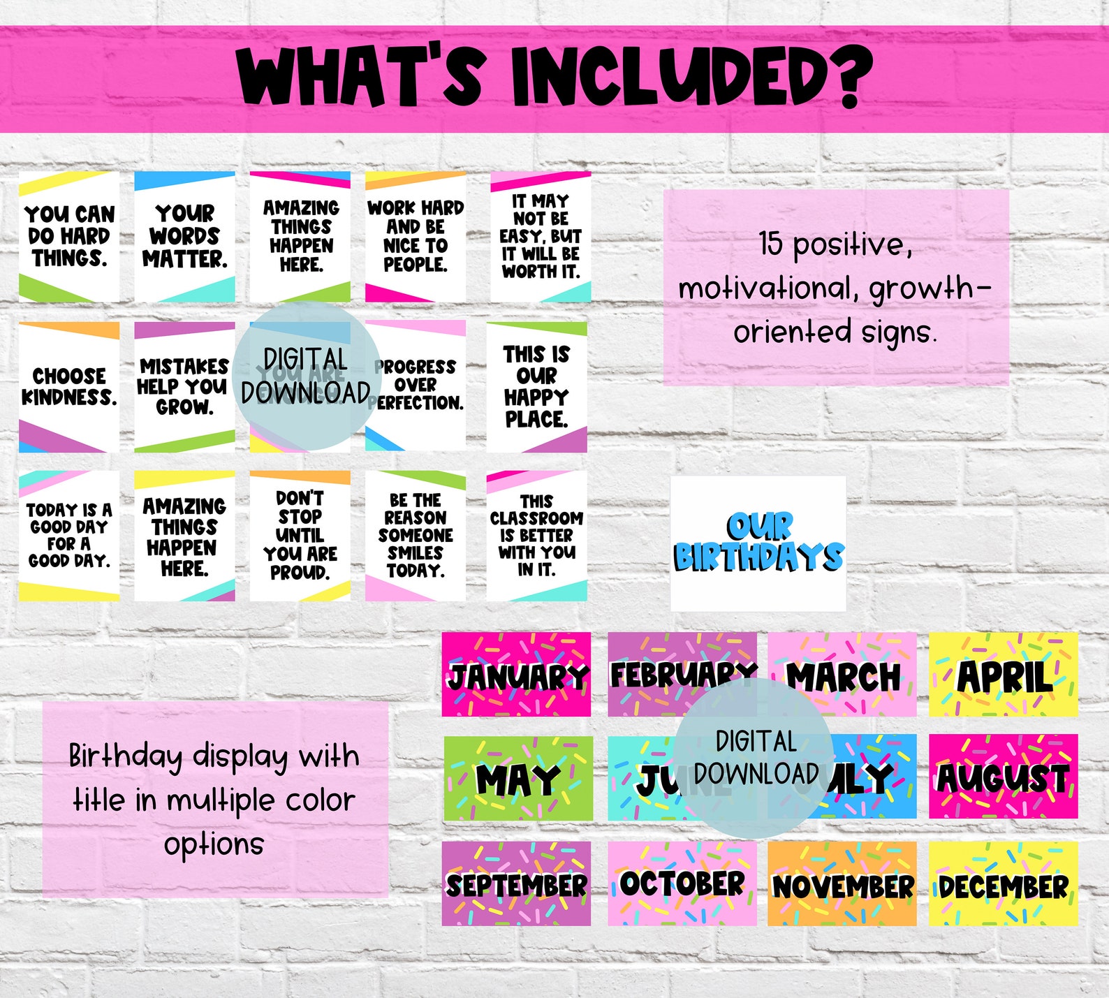 Bright Classroom Decor BUNDLE DIGITAL DOWNLOAD Printable - Etsy